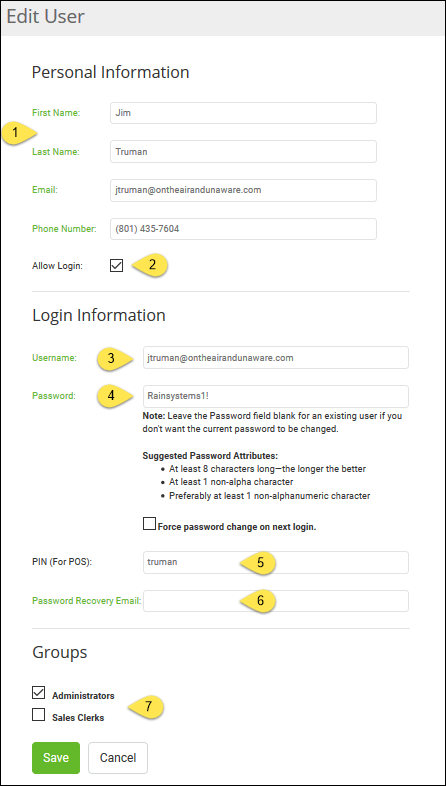 Set Up User Logins and Groups