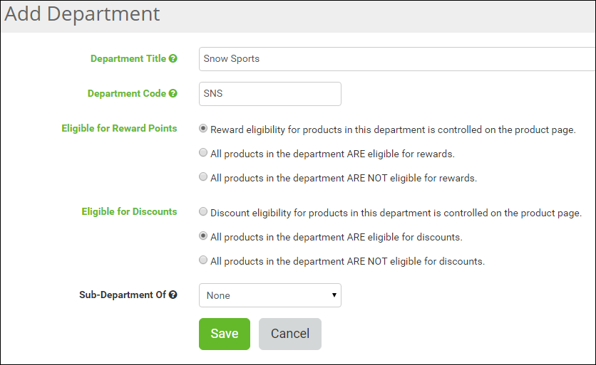 Create and Work With Product Departments