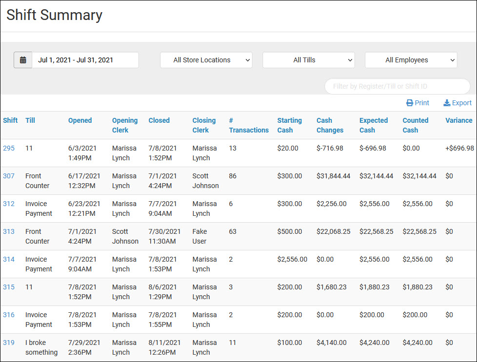 Reports: Administrative
