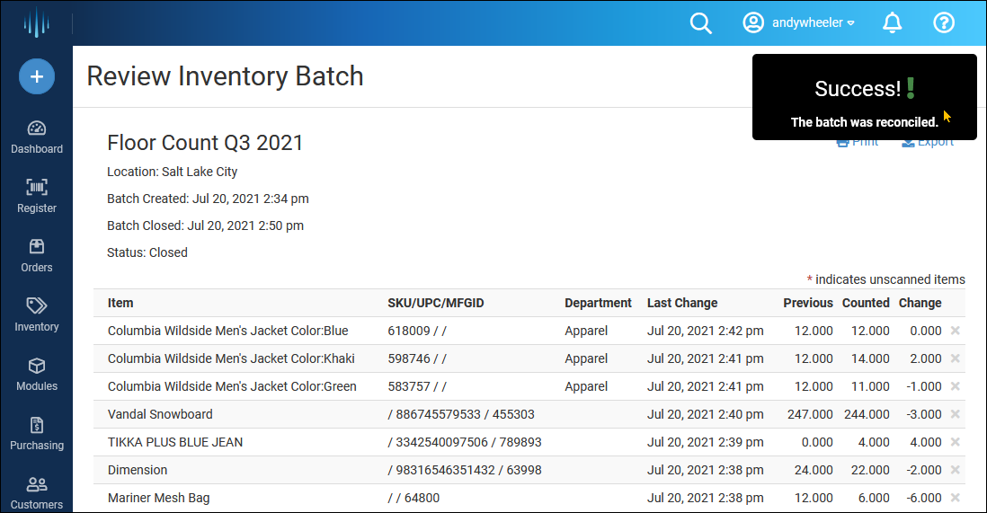 Batch Inventory Updates