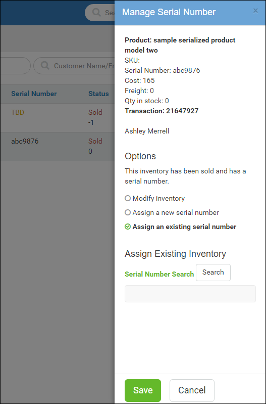 Manage Serialized Inventory