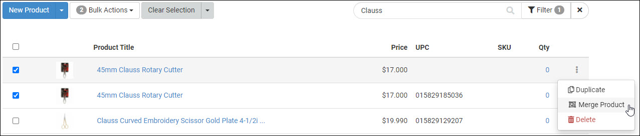Merge Duplicate Products
