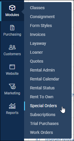 Working with Special Orders