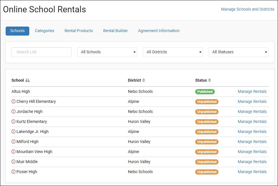 Online School Rentals 1: Schools